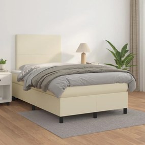 Box spring postel s matrací krémová 120x200 cm umělá kůže 3142715