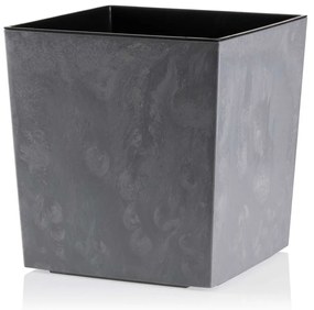 PLASTOVÝ KVĚTINÁČ FLORE 25X25 CM IMITACE BETONU ŠEDÁ