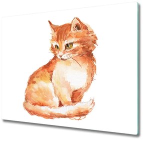 Skleněná krájecí deska Červená kočka 60x52 cm