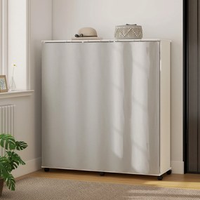 HOMCOM Šatní skříň, šatník, mobilní úložný nábytek 6 koleček 120L x 40l x 128H cm, bílý