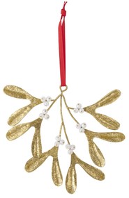 Bloomingville Závěsná vánoční dekorace Hatun Mistletoe Metal 12 cm, zlatá barva, kov