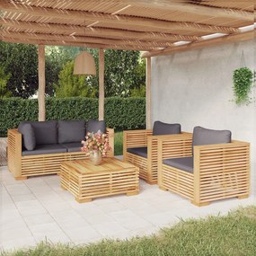 5dílná zahradní sedací souprava s poduškami masivní teak 3100870