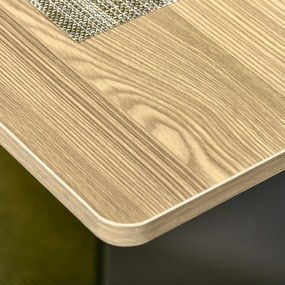HOMCOM Skládací jídelní stůl na kolečkách se skřínkou a 2 šuplíky 76 x 140 x 74 cm šedý a přírodní dřevo