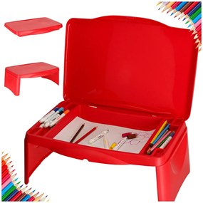 Creative Corner Dětský stolek do auta s úložným prostorem červený