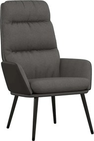 Relaxační křeslo se stoličkou tmavě šedé textil a umělá kůže 3097507