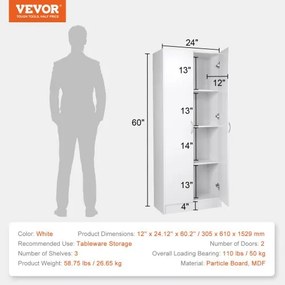 Kuchyňská spíž, 152,4 cm vysoká potravinová spíž, 49,9 kg