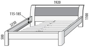 Postel Florencia, čelo oblé čalouněné 180 Domestav F123 Materiál: Buk cink, Barevne provedení: Moření