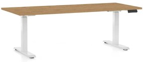 Výškově nastavitelný stůl OfficeTech D, 180 x 80 cm, bílá podnož, dub kamenný