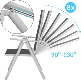 Zahradní židle MARBELLA, sada 2 ks, skládací, stříbrná/černá Casaria
