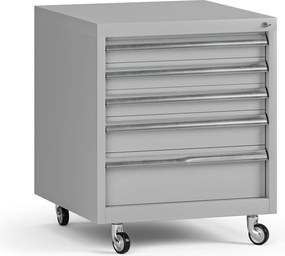 Pojízdný dílenský vozík na nářadí G345 k pracovním stolům do dílny, 5 zásuvek, 565 x 580 x 670 mm, šedá