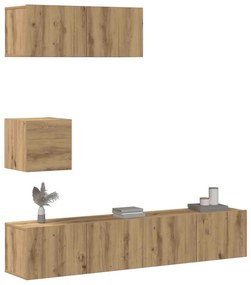 Sada 4 kusů nástěnné TV skříňka dub artisan kompozitní dřevo 3329220