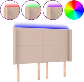 Čelo postele s LED cappuccino 147 x 16 x 118/128 cm umělá kůže 3123863