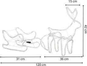 LED Sob se saněmi - 120cm, 144LED, IP44, teplá bílá