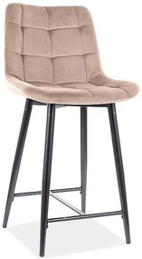 Barová čalouněná židle SIK VELVET béžová/černá