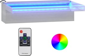 Přelivový vodopád s RGB LED osvětlením nerezová ocel 30 cm 151408