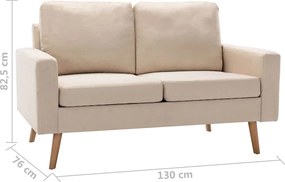 2místná pohovka krémová textil 288706