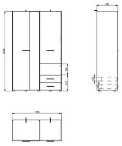 Šatní skříň Caspe - 127x205x54 cm (bílá)