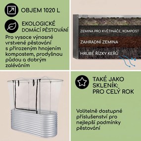 Blumfeldt High Grow vyvýšený záhon 2,0 m se zinkovo-hliníkovým stříbrným povrchem