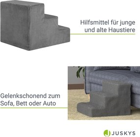 Juskys Schůdky pro domácí zvířata Timmy, 3 stupně Barva: šedá