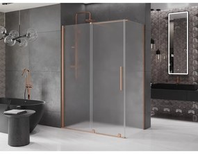 Mexen Velar, sprchový kout s posuvnými dveřmi 130 x 70 cm, 8mm sklo námraza, měděná matná, 871-130-070-31-65