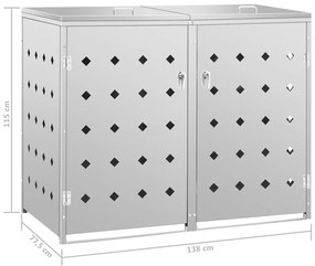 vidaXL Marketos Přístřešek na dvě popelnice 240 l nerezová ocel