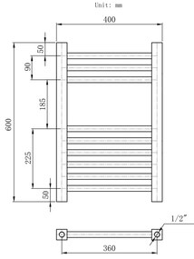 Erga Proper, topné těleso 600x400 mm, 256W, bílá, ERG-LAV-PROP-6040-WH