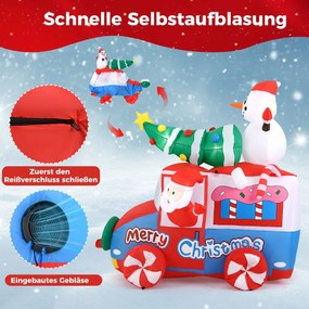 Costway 177 cm nafukovací vánoční dekorace LED Santa Claus v autě Vánoční