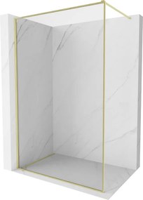 Mexen, Mexen Kioto-F sprchová stěna s rámem 55 x 202 cm, průhledná 8 mm, broušené zlato - 800-055-104-55-00