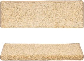 Schodové rohože 15 ks 65 x 21 x 4 cm krémové s obdélníkovým okrajem 134579