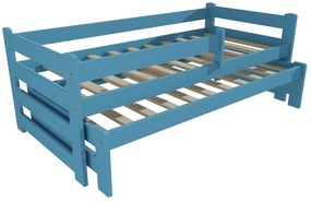 Vomaks Dětská postel s výsuvnou přistýlkou DPV 001 se zábranou Rozměr: 80 x 180 cm, Barva: barva modrá