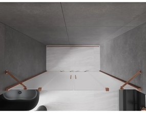 Mexen Velar Duo, posuvné sprchové dveře do otvoru 180 cm, 8mm sklo námraza, růžové zlato, 871-180-000-32-60