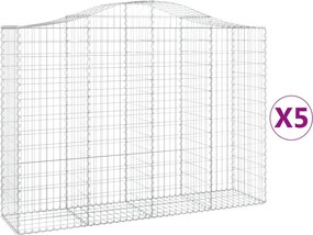Klenuté gabionové koše 5 ks 200x50x140/160cm pozinkované železo 3145685