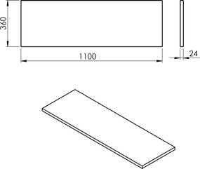 Sapho PLATO deska Rockstone 1100 x 24 x 360 mm bílá mat PL116-0101