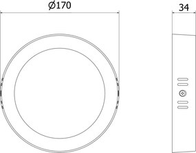 Mexen LDSR, LED stropní svítidlo, průměr 17 cm, 12W, neutrální - 4000K, 960 lm, černá - L212-017-1240-70