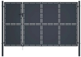Zahradní brána ocelová 350 x 150 cm antracitová 144538