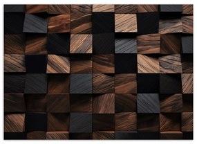 Fototapeta, Dřevěná kostka mozaika 3D - 350x245 cm