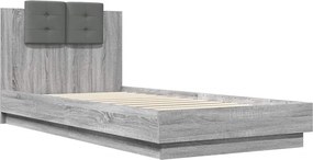 Rám postele s čelem šedý sonoma 90 x 200 cm kompozitní dřevo 3209945