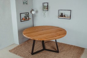 Wudboys Jídelní stůl ROUND Barva kovu: Bílá, Dřevo: Dub, Rozměr: Průměr 100 cm, moderní skandinávský styl