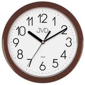 JVD Hnědé plastové nástěnné netikající tiché hodiny JVD sweep HP612.16