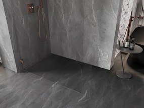 Mexen Lunar sprchová stěna levá 100 x 200 cm, 8mm čiré sklo, růžové zlato, 830-100-000-60-00-L