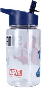 Plastová láhev na pití Spiderman s brčkem a ouškem - 450 ml
