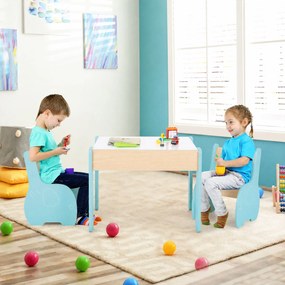 Costway 4 v 1 3 ks. Dětská sedací sestava ze dřeva s odnímatelnou