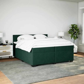 Box spring postel s matrací tmavě zelená 200x200 cm samet 3288699
