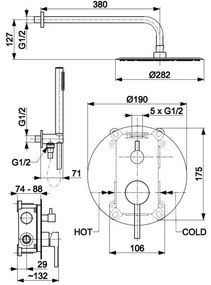 KFA Armatura 5039-501-81 - Sprchová sada s podomítkovou baterií MOZA matná černá