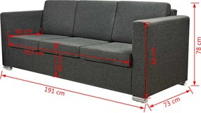 3místná pohovka textil tmavě šedá 243584