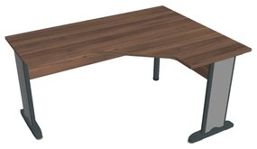 Stůl ergo lomený levý 160×120/60 cm - Hobis Cross CEV 60 L Dekor stolové desky: ořech, Dekor lamino podnože: ořech, Barva nohou: černá
