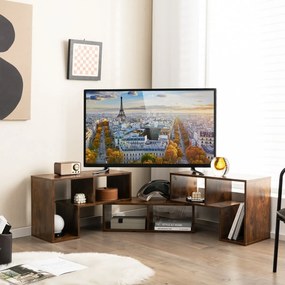 Costway 3dílná dřevěná TV skříňka pro TV do 65" Volně kombinovatelný TV – hnědý