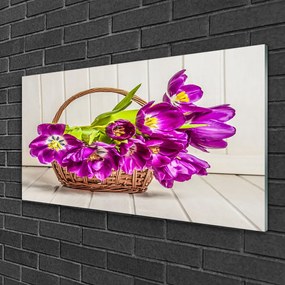 Obraz na skle Květiny v Košíku 120x60 cm