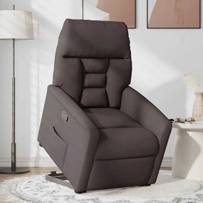 Zvedací polohovací křeslo tmavě hnědé textil 3303037