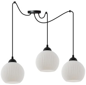 Závěsné svítidlo Riffle Round Spider, 3x bílé skleněné stínítko, b
